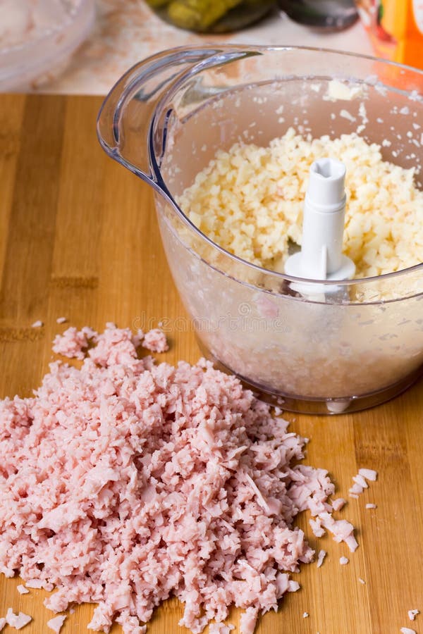 Chopped Ham with Sliced Cheese Stock Image - Image of grated, dairy ...