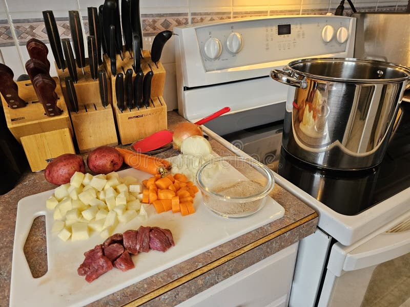 Chopped Ingredients To Make Beef Stew Stock Image - Image of ...