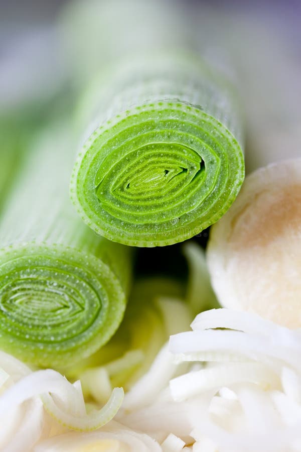 Chopped Leek on a Board, Macro Stock Photo - Image of healthy, botany ...