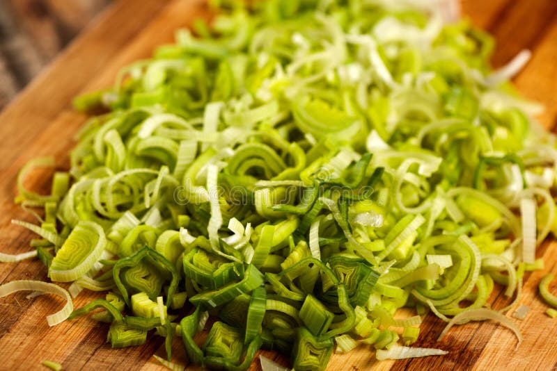 Chopped Leek on a Board, Macro Stock Photo - Image of healthy, botany ...