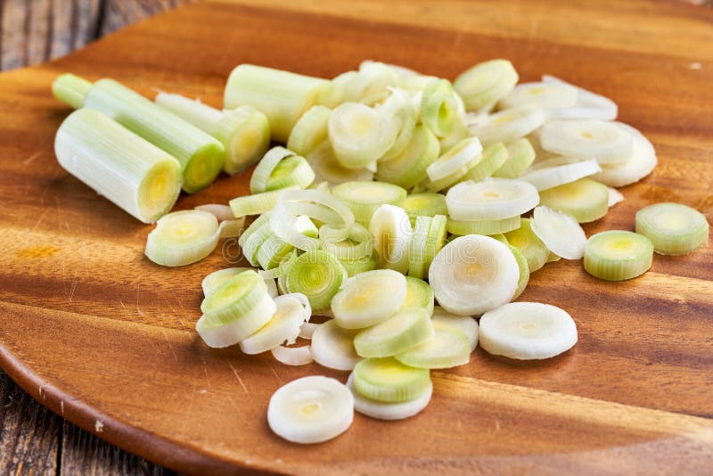 Chopped leek closeup stock photo. Image of closeup, food - 211968446