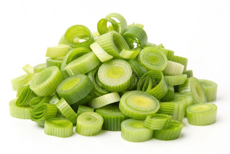 Chopped Leek Slices on White Background Stock Illustration ...