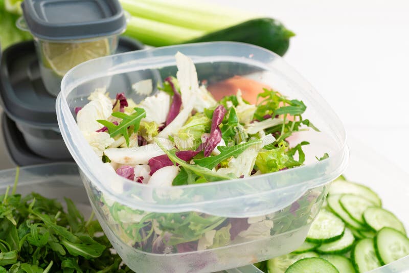 Chopped Lettuce Herbs Plastic Container Stock Photos - Free & Royalty ...