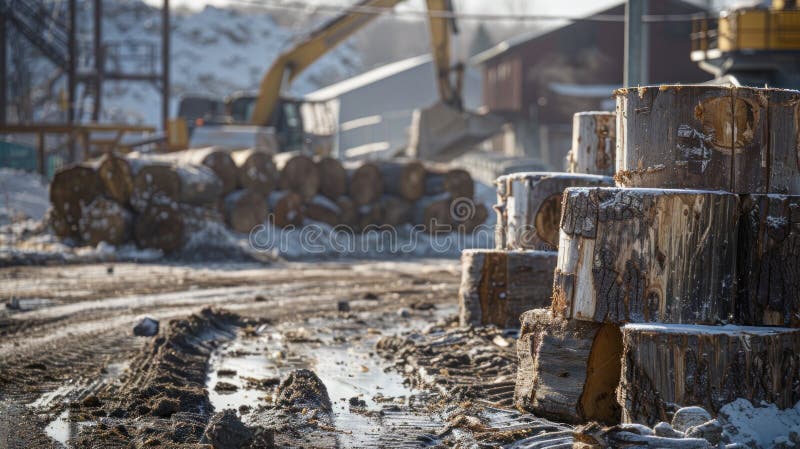 Chopped Logs at the Sawmill a Stack of Freshly Cut Timber Ready for ...