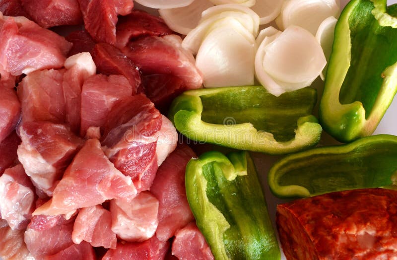 Raw Meat and Ingredients for Spit Stock Image - Image of european, chop ...