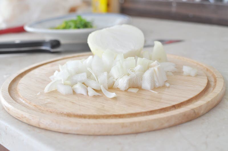 Chopped onion stock image. Image of preparation, chopping - 15369819