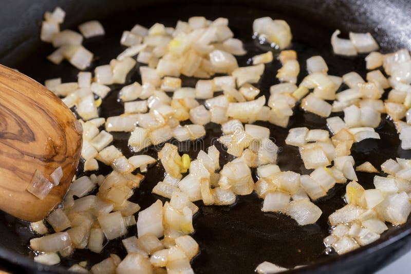 Chopped Onion on Frying Pan Stock Photo - Image of organic, ingredient ...