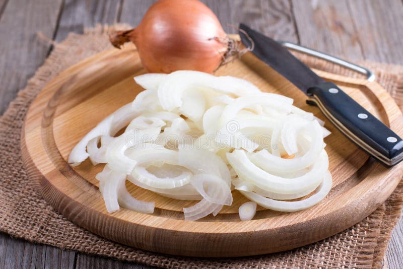 Chopped Onions on Wooden Cutting Board Stock Image - Image of board ...