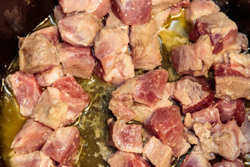 Chopped Pork Meat Cooking in Slow Cooker Stock Image - Image of beef ...