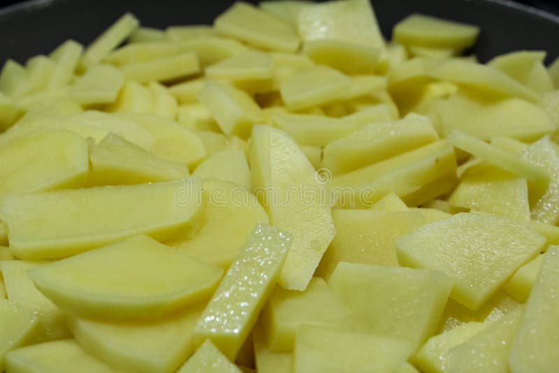 Chopped potato slices. stock photo. Image of texture - 127653246