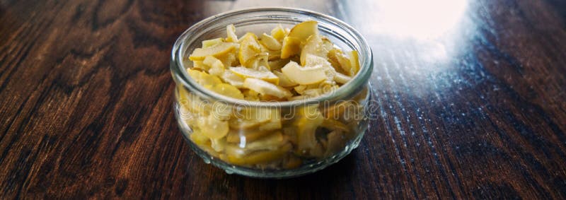 Glass Bowl with Chopped Quince. Stock Image - Image of isolated, food ...
