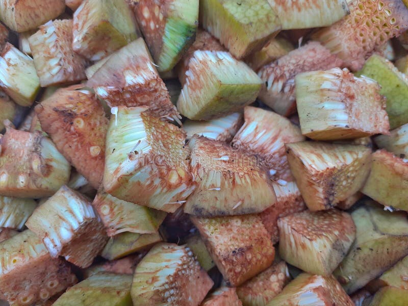 Chopped Raw Jackfruit Background. Unripe Jackfruit Has Been Cut into ...