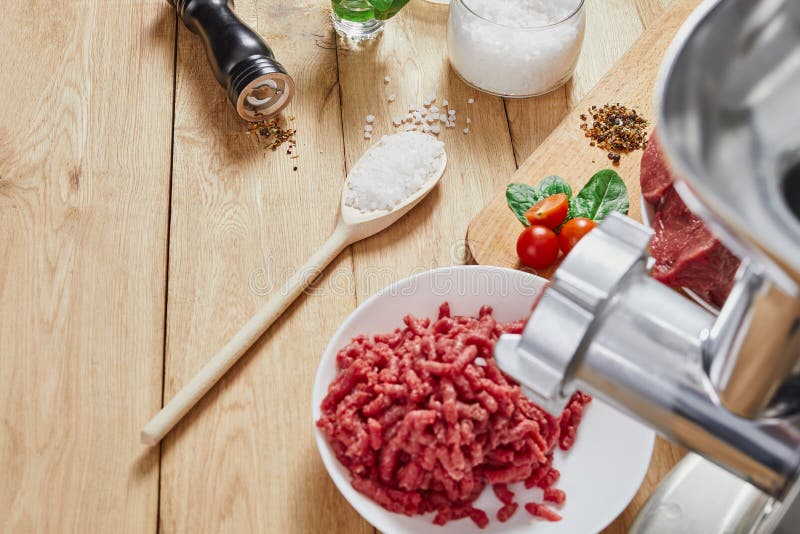 Chopped Raw Meat and Ground Beef . the Process of Preparing Forcemeat ...