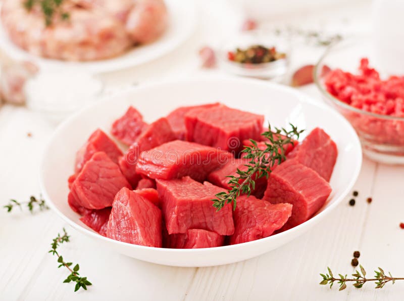 Chopped Raw Meat. the Process of Preparing Forcemeat by Means of a Meat ...