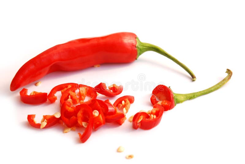 Chopped Red Hot Chilli Peppers Stock Photo - Image of seasonings, white ...