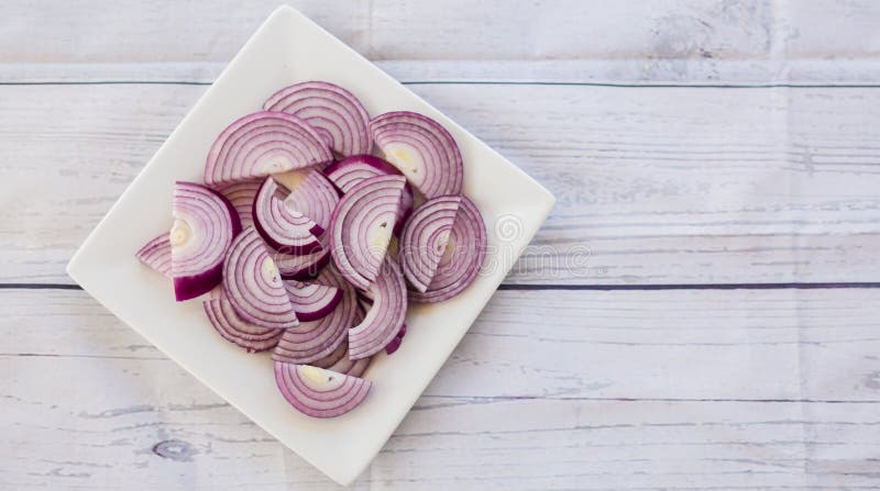 Chopped Red Onion Plate Close on the Table Stock Photo - Image of ...