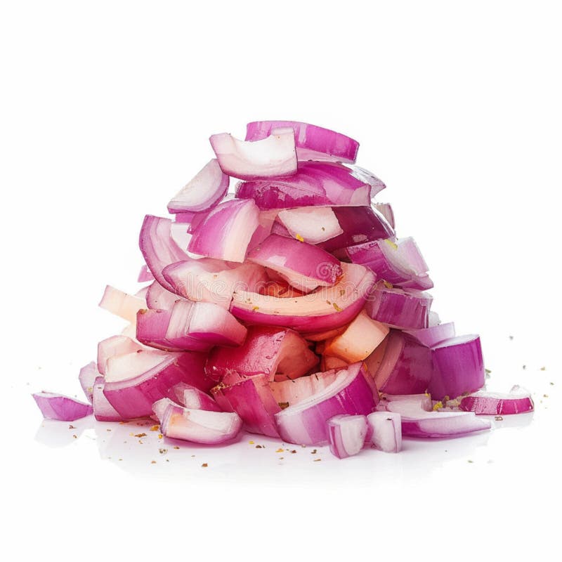 Chopped Red Onion Stack Isolated on White Background with Clipping ...