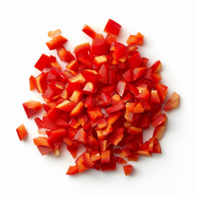 Chopped Red Peppers on a White Surface Stock Illustration ...