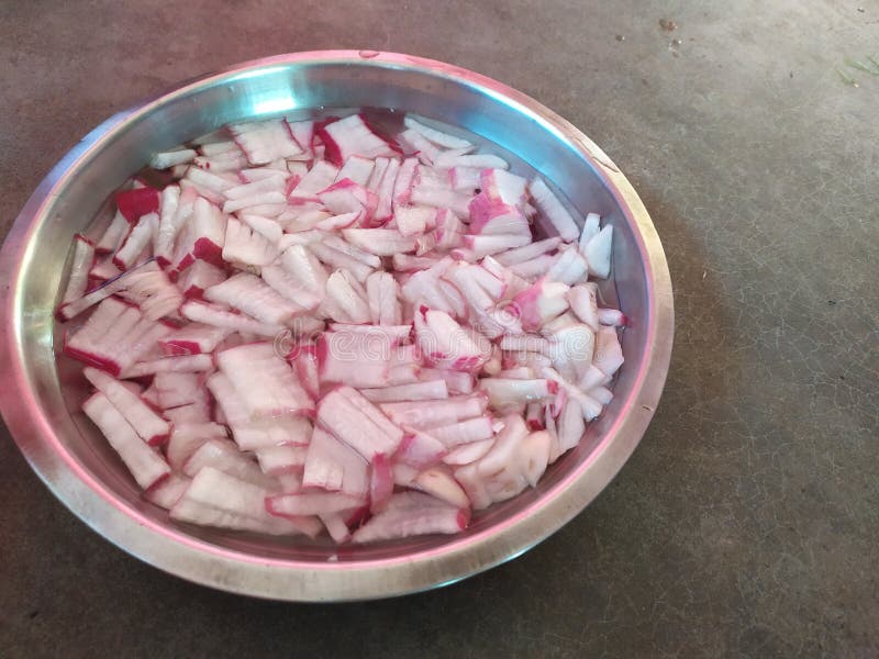 Chopped Red Radish for Delicious Cooking Stock Image - Image of indian ...