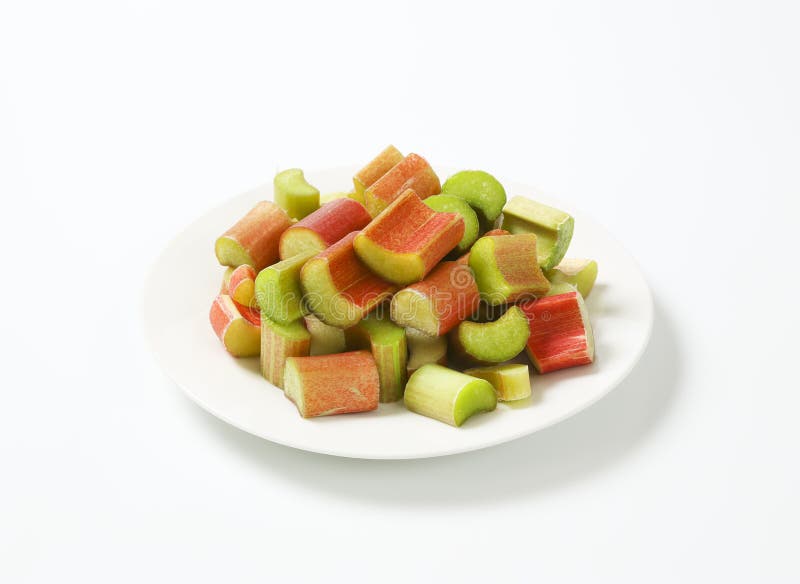 Chopped rhubarb stock photo. Image of studio, plate, slice - 55596850