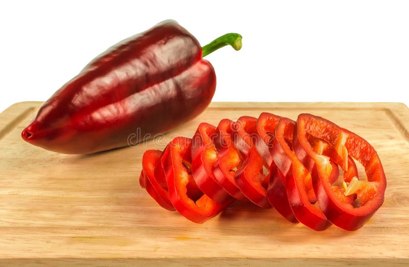 Chopped Rings Red Pepper on a Board Close-up Stock Photo - Image of ...