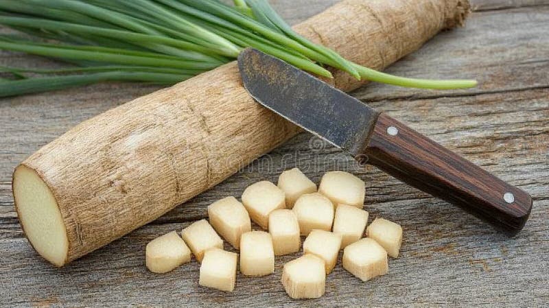 Chopped Root Vegetable on Rustic Wood, Kitchen Prep Stock Photo - Image ...