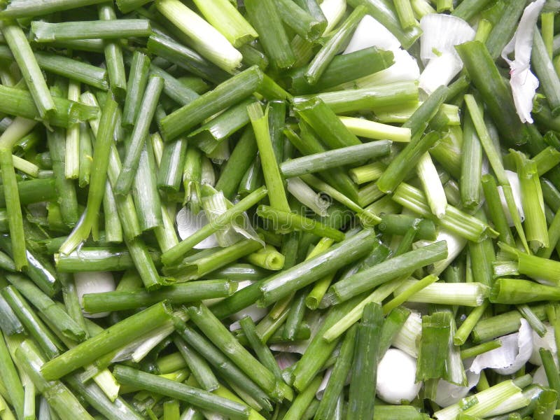 Chopped scallions stock image. Image of food, wooden - 60673687