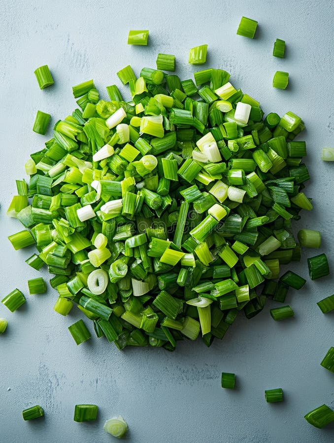 Chopped Scallions Spread Out on a Flat Surface. Stock Photo - Image of ...