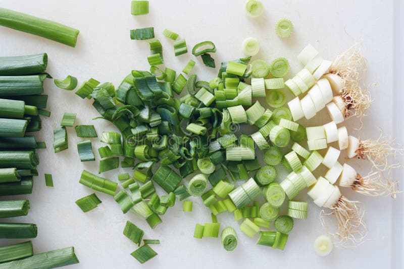 Chopped Spring Onion on Cutting Board Stock Photo - Image of diced ...