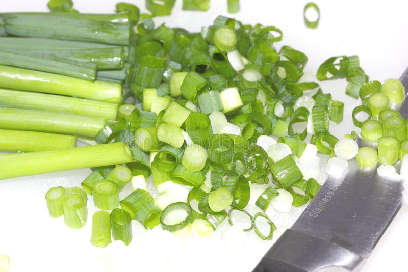Chopped spring onions stock image. Image of color, cooking - 36448363