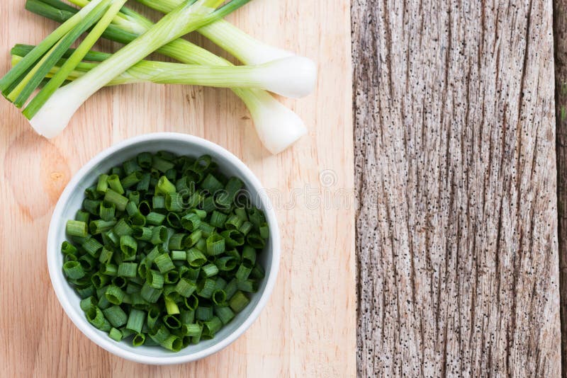 Chopped Spring Onions in White Bowl Stock Photo - Image of healthy ...