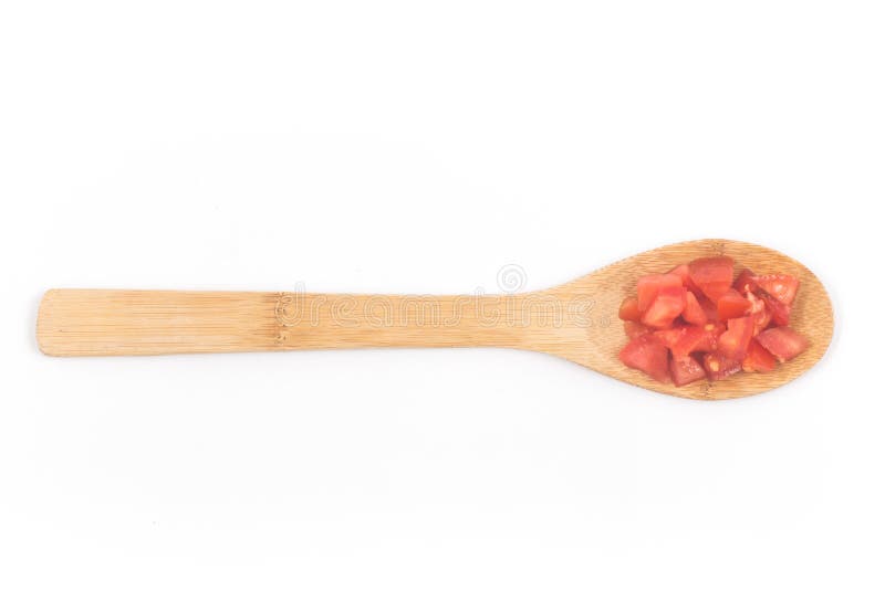 Chopped Tomatoes in a Spoon Top View Stock Photo - Image of ripe, shiny ...