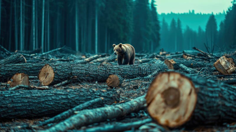 Chopped Trees Fallen Trunks Forest Bear Stock Photos - Free & Royalty ...