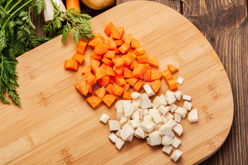Chopped Vegetables on a Cutting Board Stock Photo - Image of carrots ...