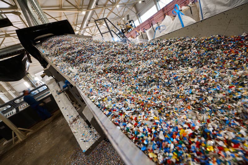Chopped Waste Plastic Transported by Production Line Editorial Image ...