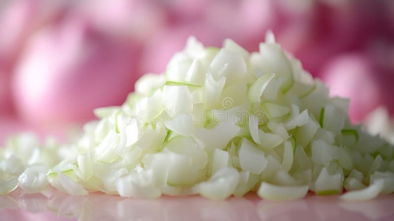 Chopped White Onions on a Pink Surface. Stock Photo - Image of healthy ...