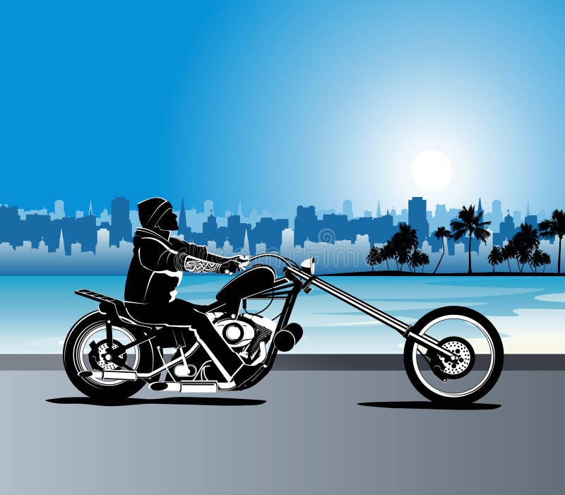 Man Riding Motorcycle, Side View of Male Biker Character Driving ...