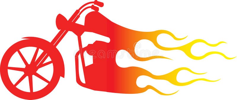 Chopper motorcycle on fire stock vector. Illustration of fire - 510457
