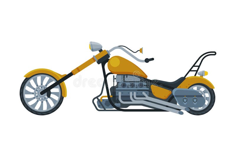 Chopper Motorcycle, Motor Vehicle Transport, Side View Flat Vector ...