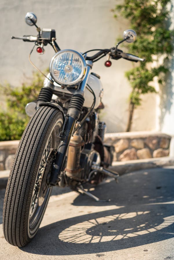 Chopper Motorcycle Parked on a Sunny Day, Low Angle, Harley Davidson ...