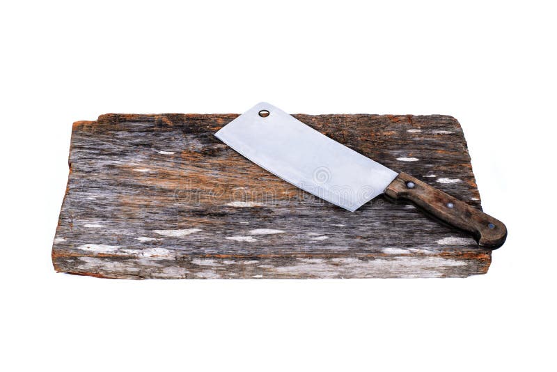 Chopping Block and Cleaver Isolated on White Background Stock Image ...