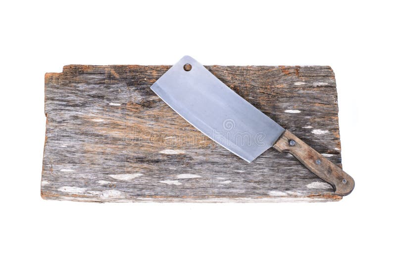 Chopping Block and Cleaver Isolated on White Background Stock Image ...
