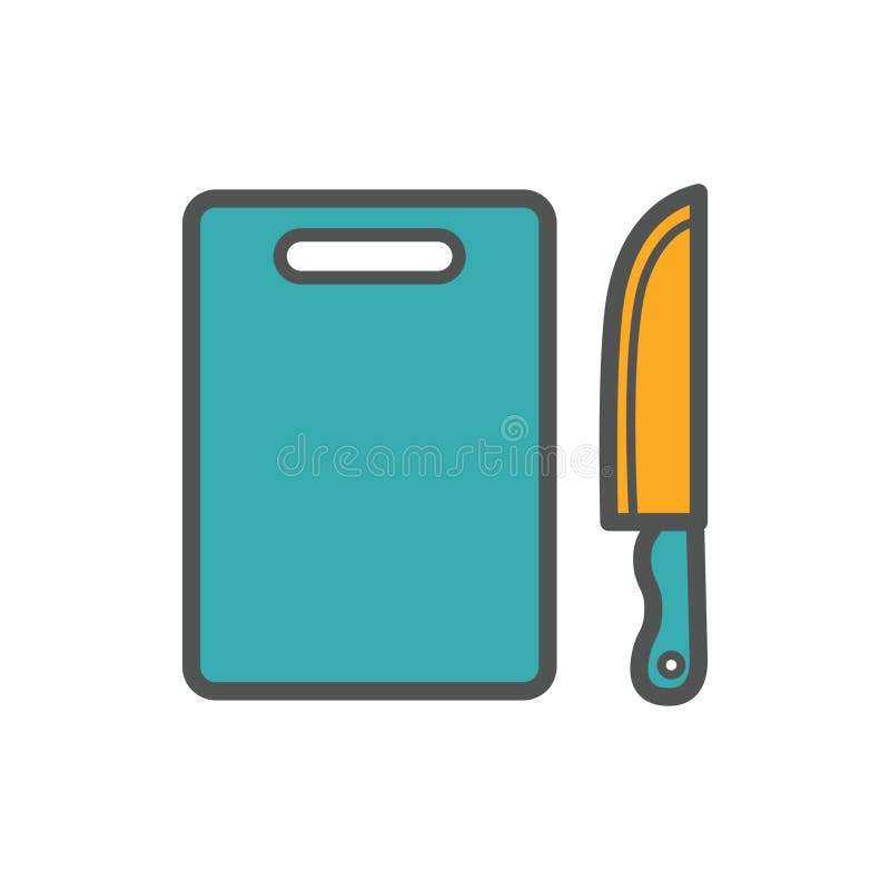 Chopping Board and Kitchen Knife. Vector Illustration Decorative Design ...