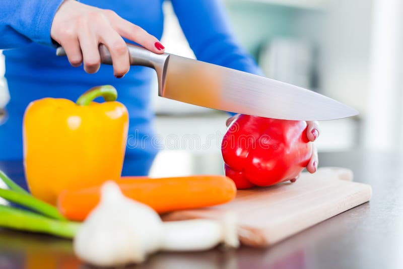 Chopping Vegetables in the Kitchen Stock Photo - Image of vegetarian ...