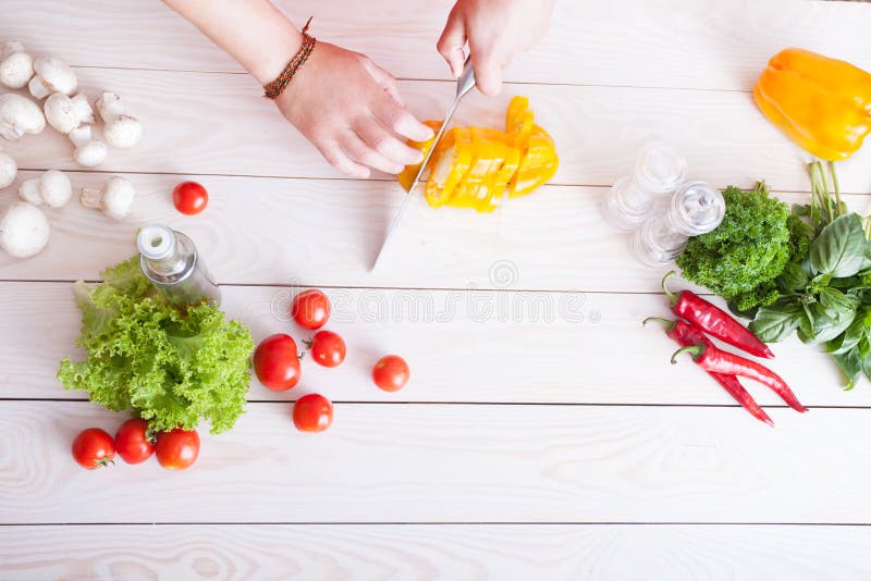 Chopping vegetables stock image. Image of plank, gourmet - 58255909
