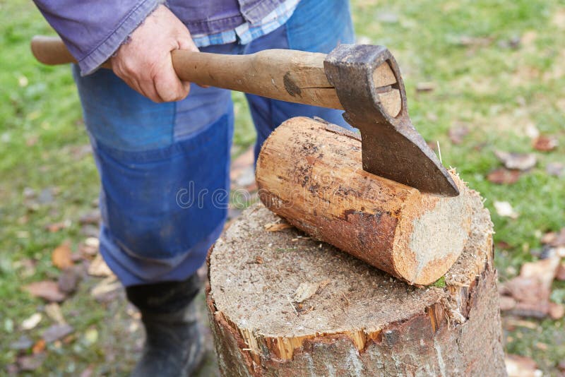 Chopping wood stock image. Image of metal, block, worker - 78552479