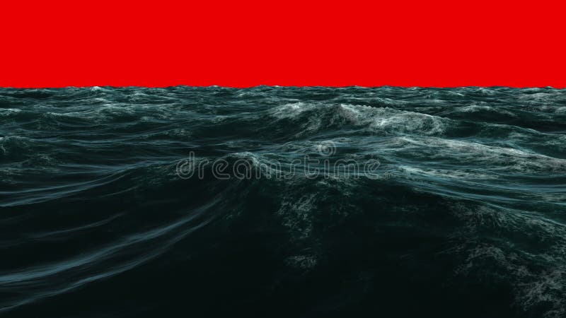 Choppy Blue Ocean Under Red Screen Sky Stock Video - Video of animation ...