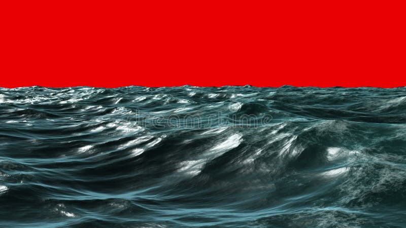 Choppy Blue Ocean Under Red Screen Sky Stock Video - Video of animation ...