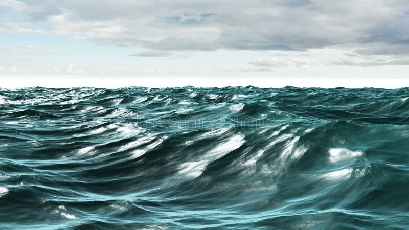 Choppy Blue Ocean Under Red Screen Sky Stock Video - Video of animation ...