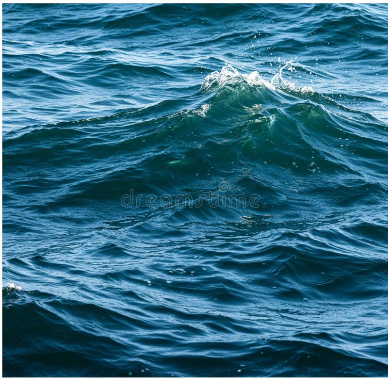 Choppy Ocean Waves with Deep Blue Water Reflecting Sunlight. Surface ...
